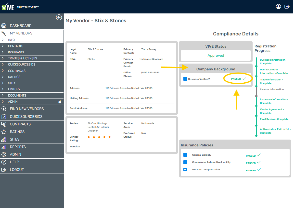 2.0 Understanding Vendor Compliance Details in VIVE – VIVE